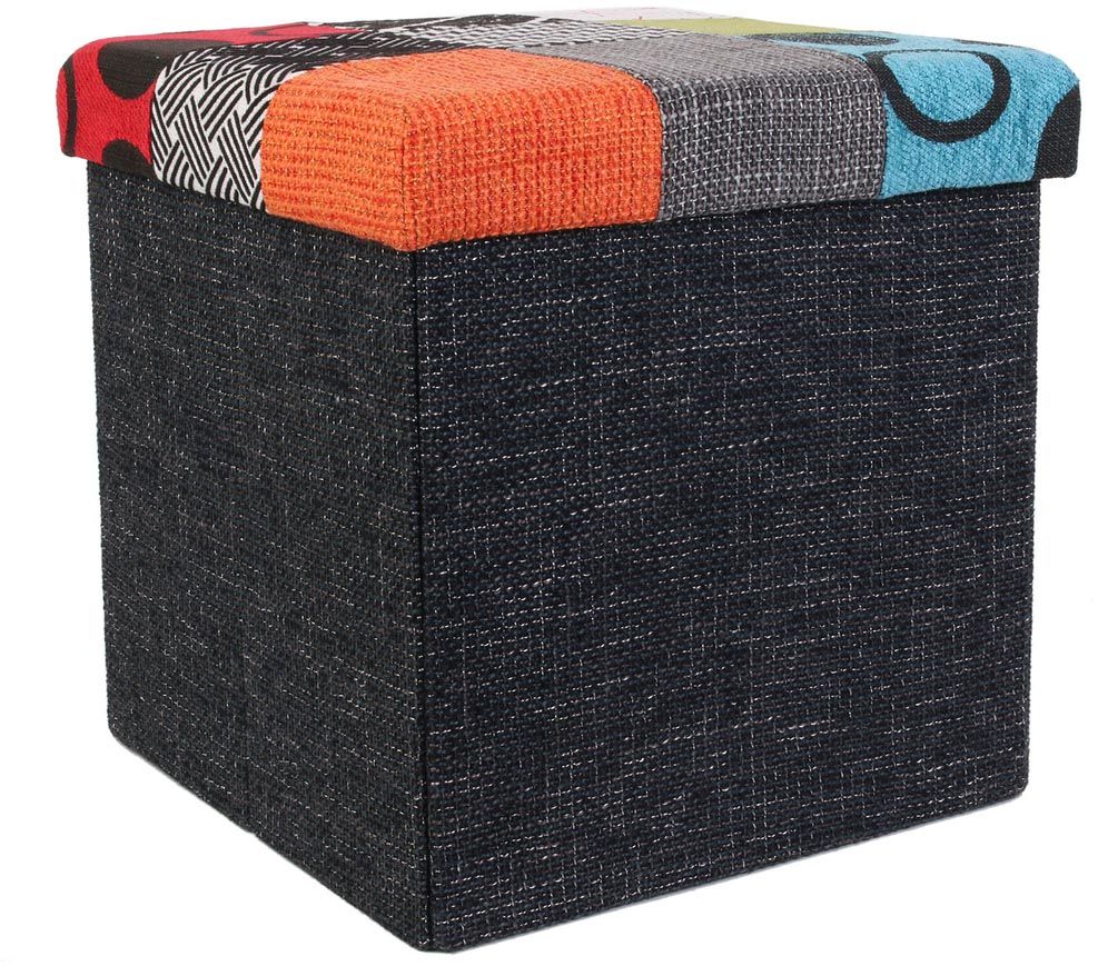 Pouf coffre de rangement patchwork