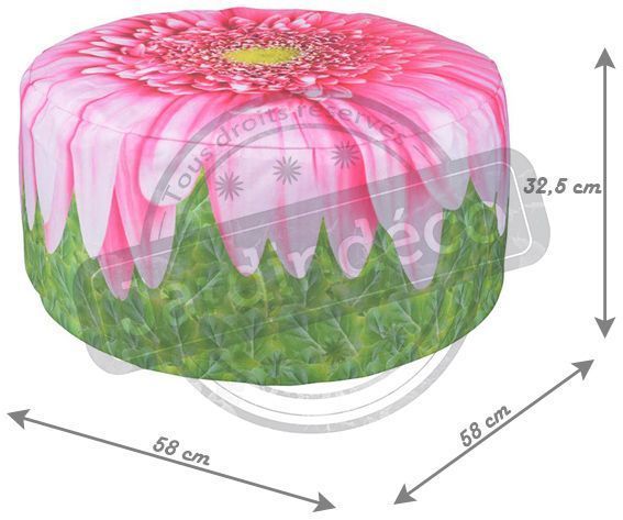 Pouf extérieur avec imprimé déco (gerbera)