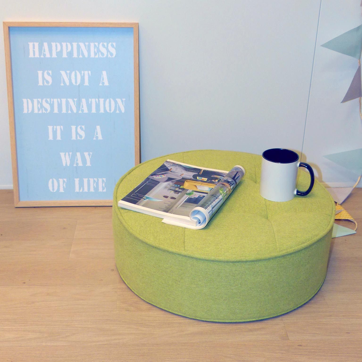 Pouf de sol en toile effet feutrine 4 points (vert)