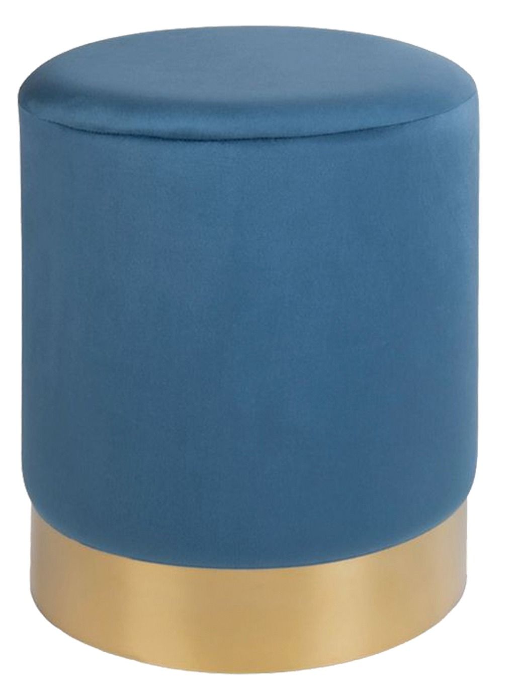Pouf en velours bleu et métal doré - AUBRY GASPARD