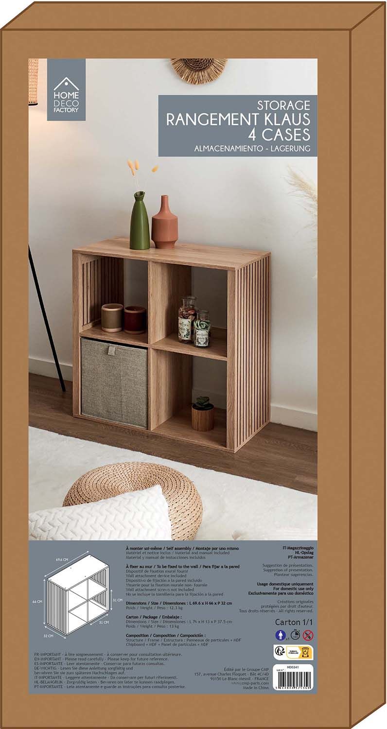 Rangement modulable en bois klaus (4 cases)
