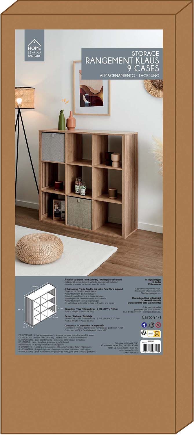 Rangement modulable en bois klaus (9 cases)