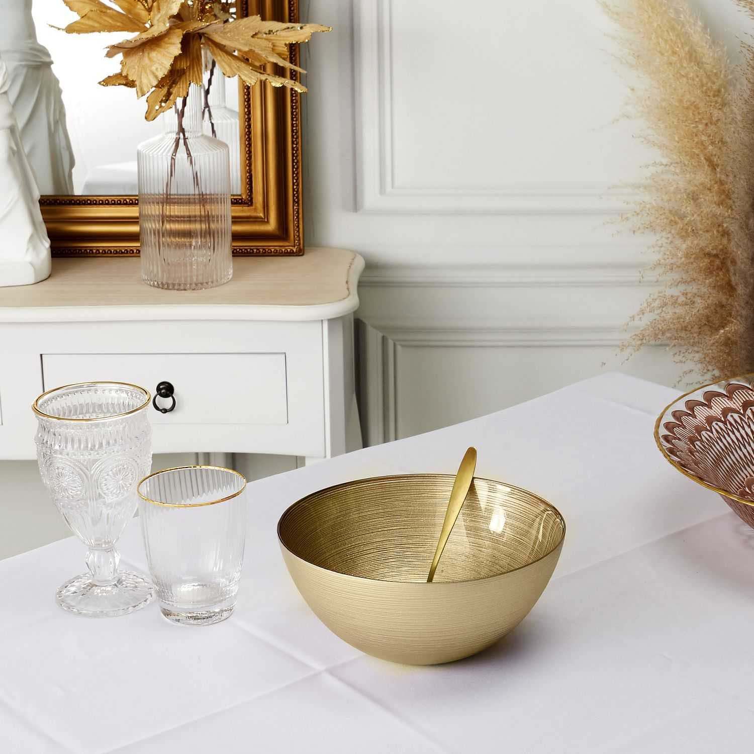 Saladier en verre doré lines (28 x 10 cm)