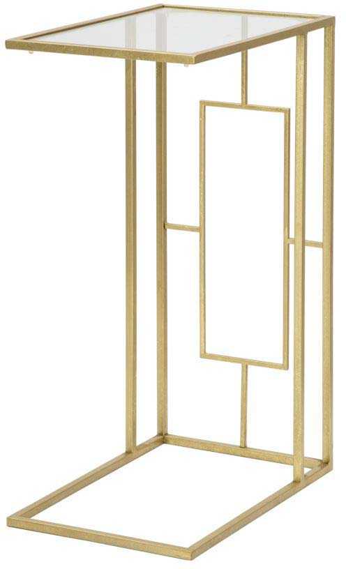 Selette en métal doré cube et verre 40.5 x 25.5 x 60 cm