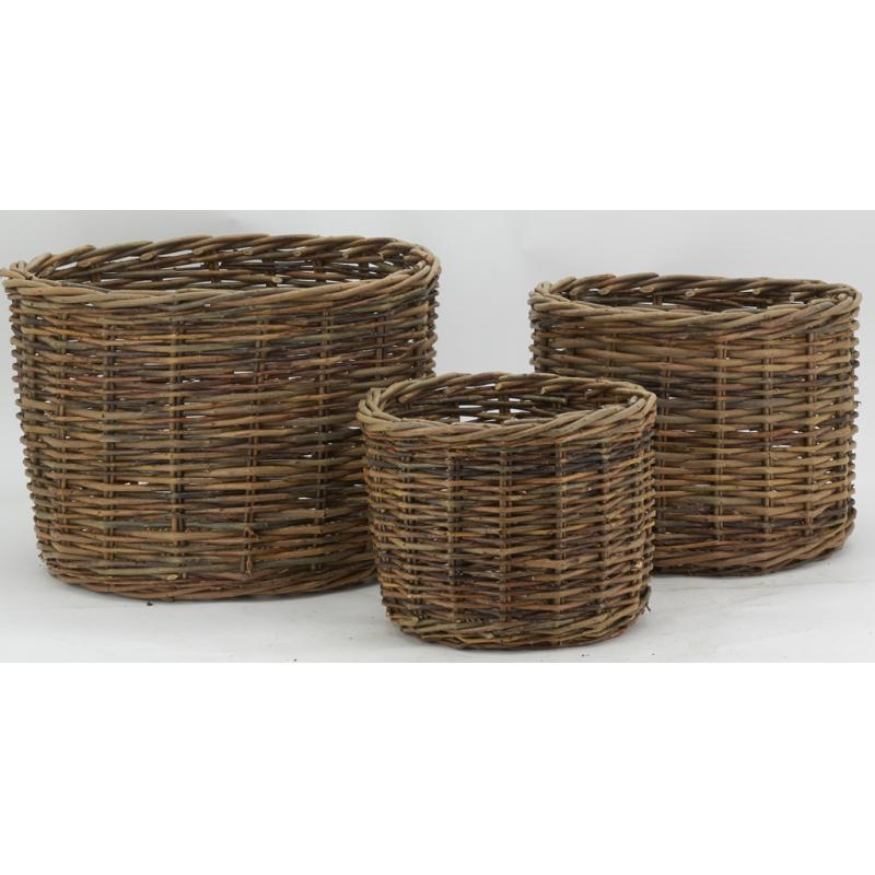 Cache-pots en osier brut (lot de 3)