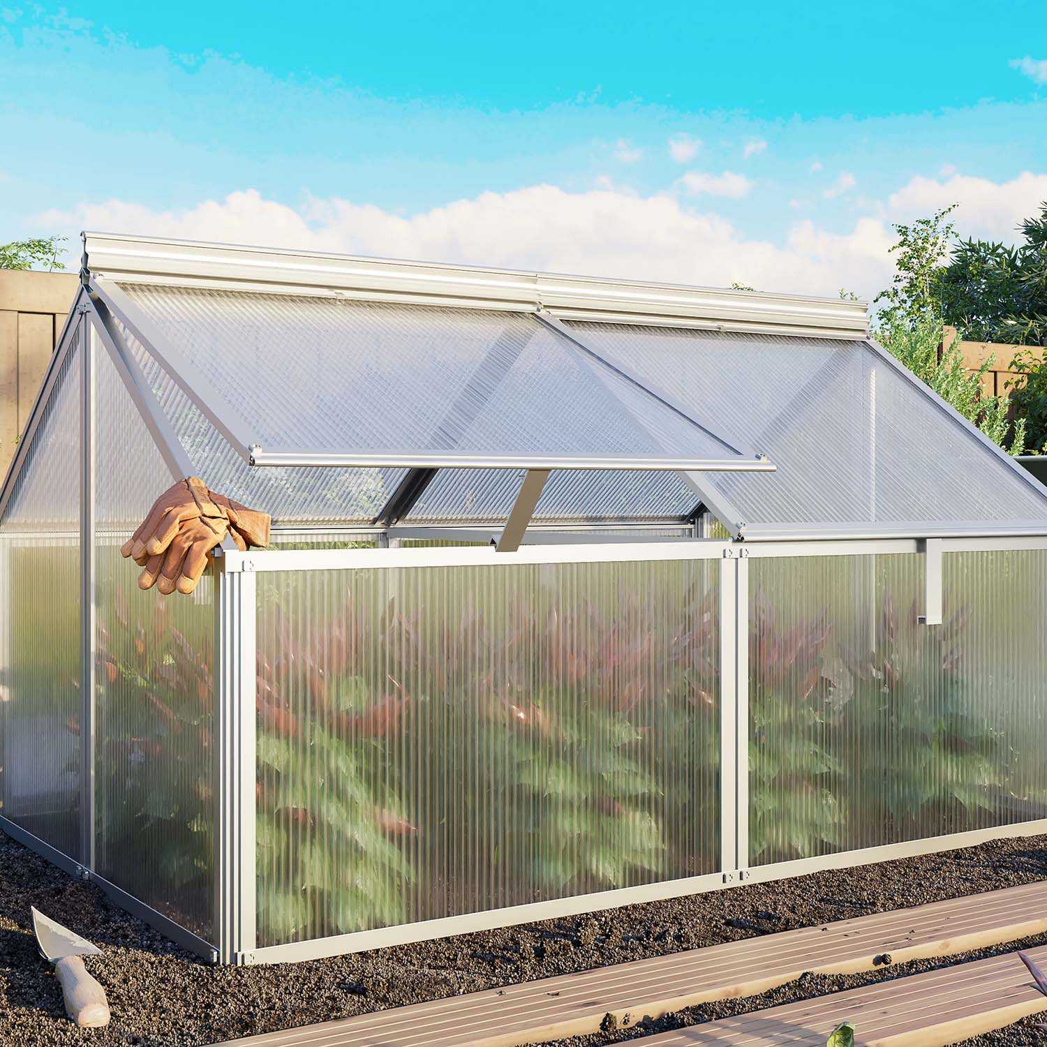 Serre potagère en polycarbonate 4 mm et aluminium gaia jumbo (aluminium ...