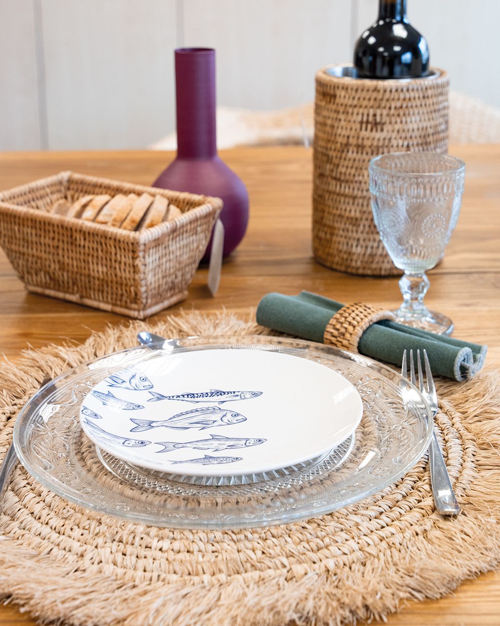 Sets de table ronds en raphia naturel tressé (lot de 6) - AUBRY GASPARD