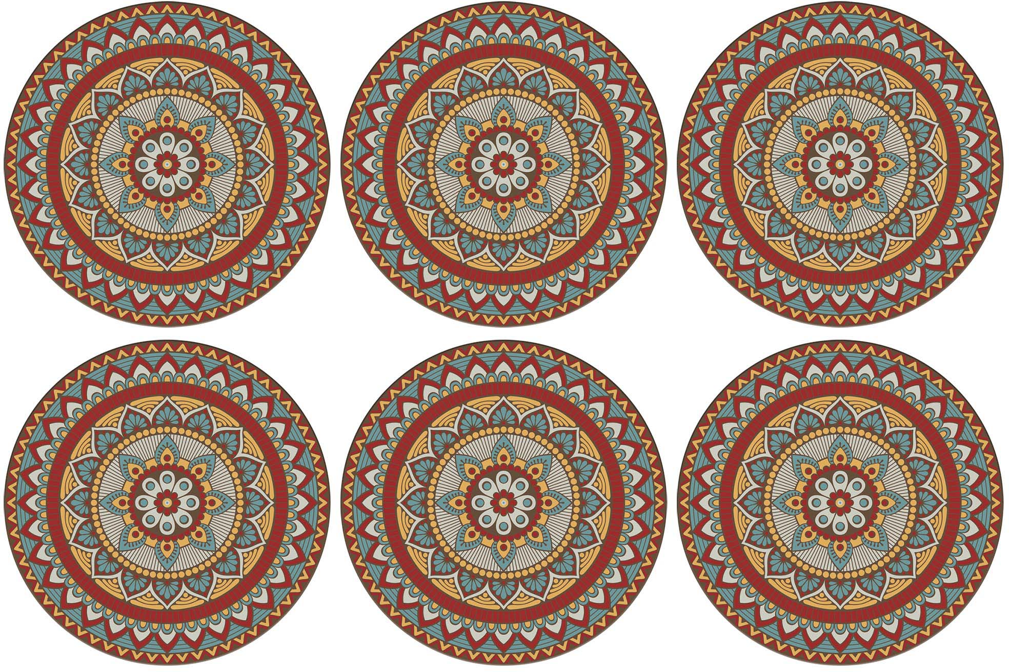 Set de table rond mandala 38 cm (lot de 6) (coloré)