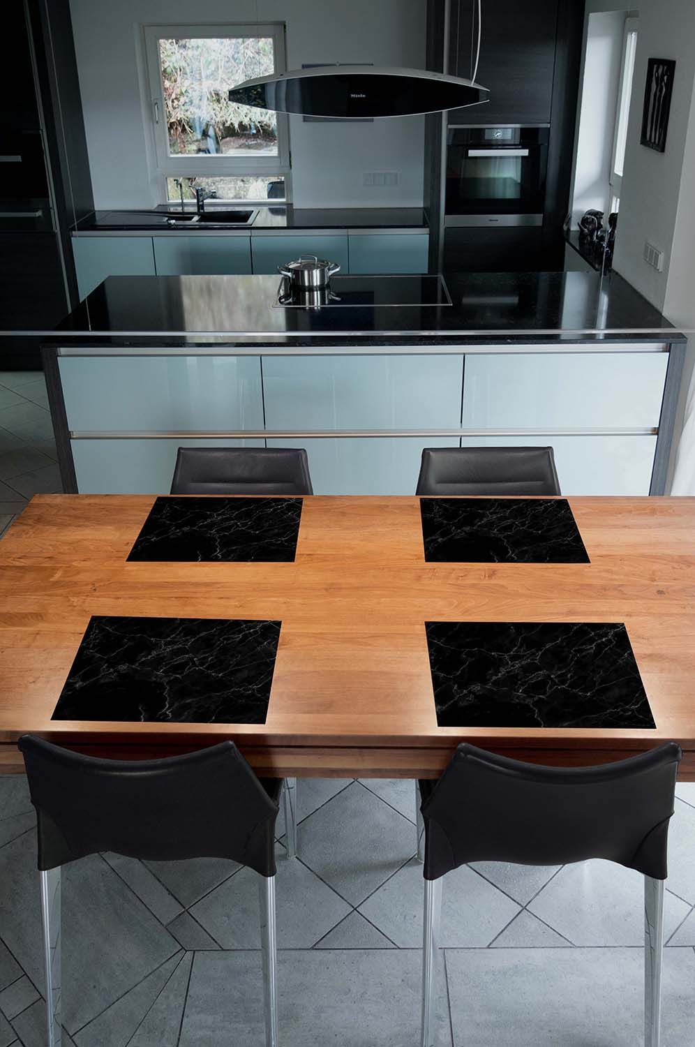 Set de table en vinyle 40 x 30 cm (lot de 6) (marbre noir)