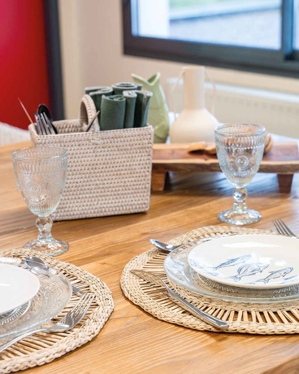 Sets de table en jonc de mer naturel ajouré