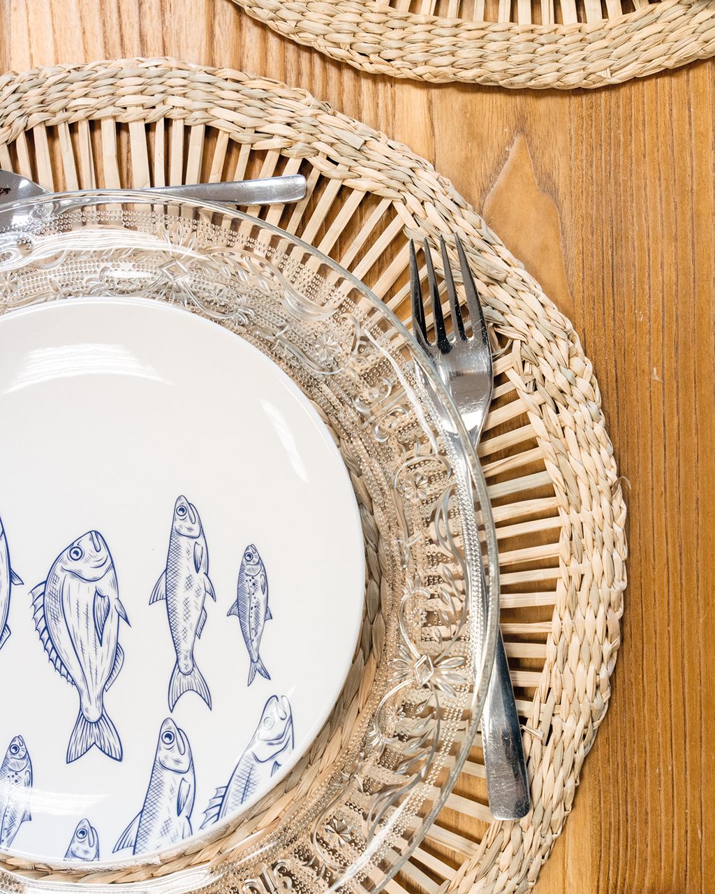 Sets de table en jonc de mer naturel ajouré