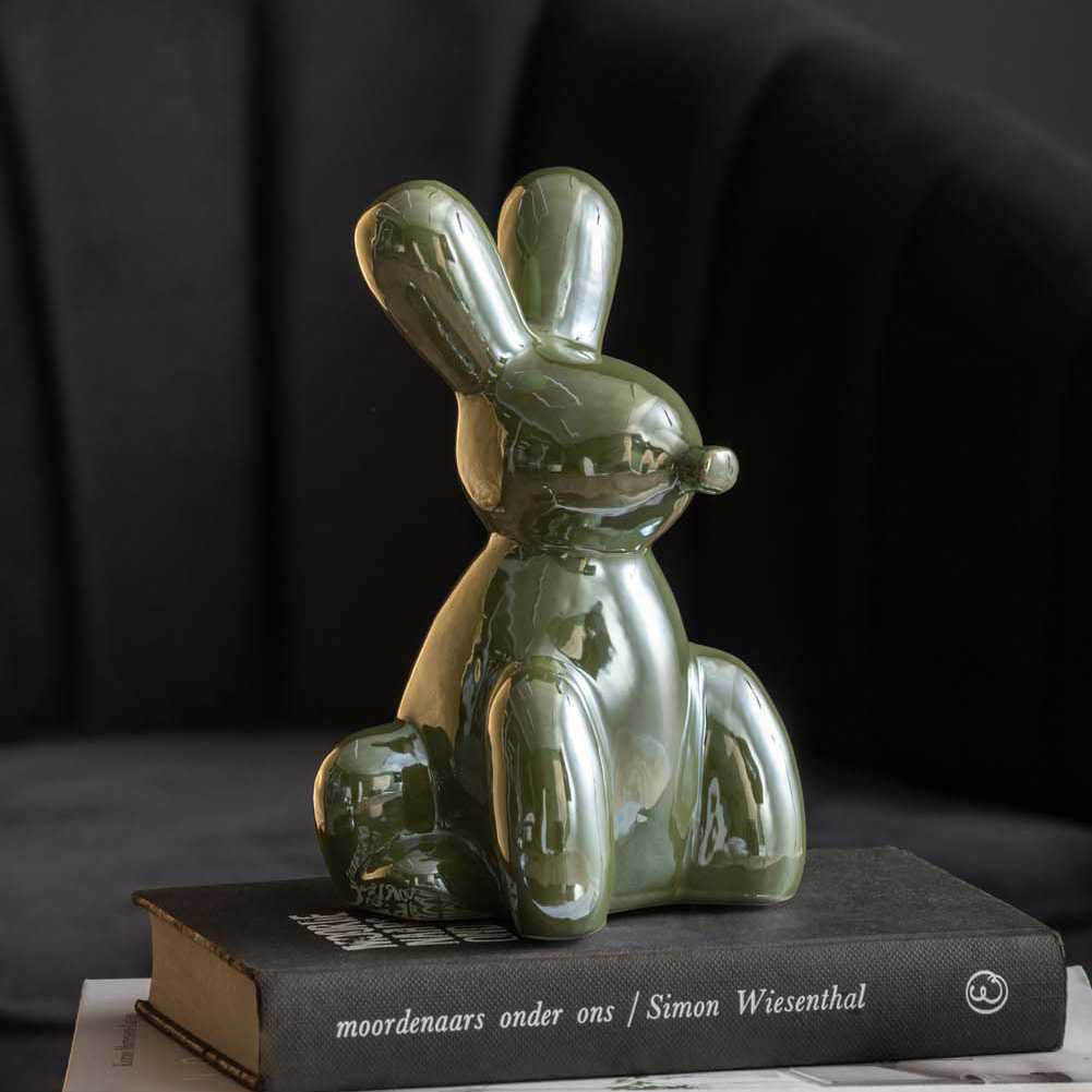 Statue en céramique balloon bunny (vert)