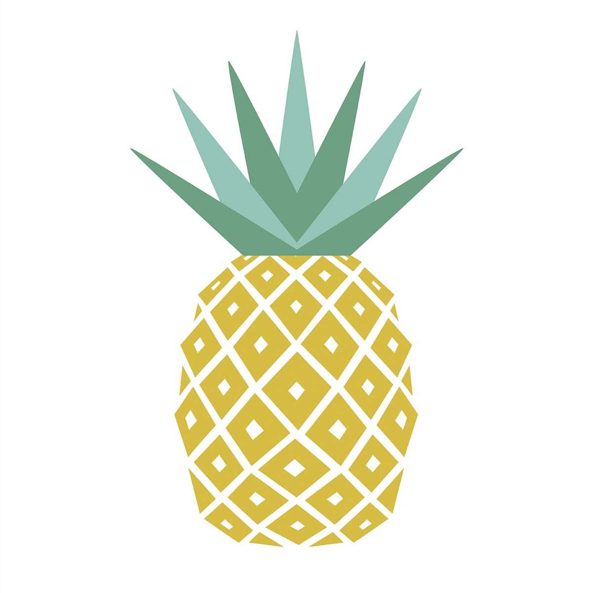Stickers motif ananas 15 x 15 cm (lot de 6)