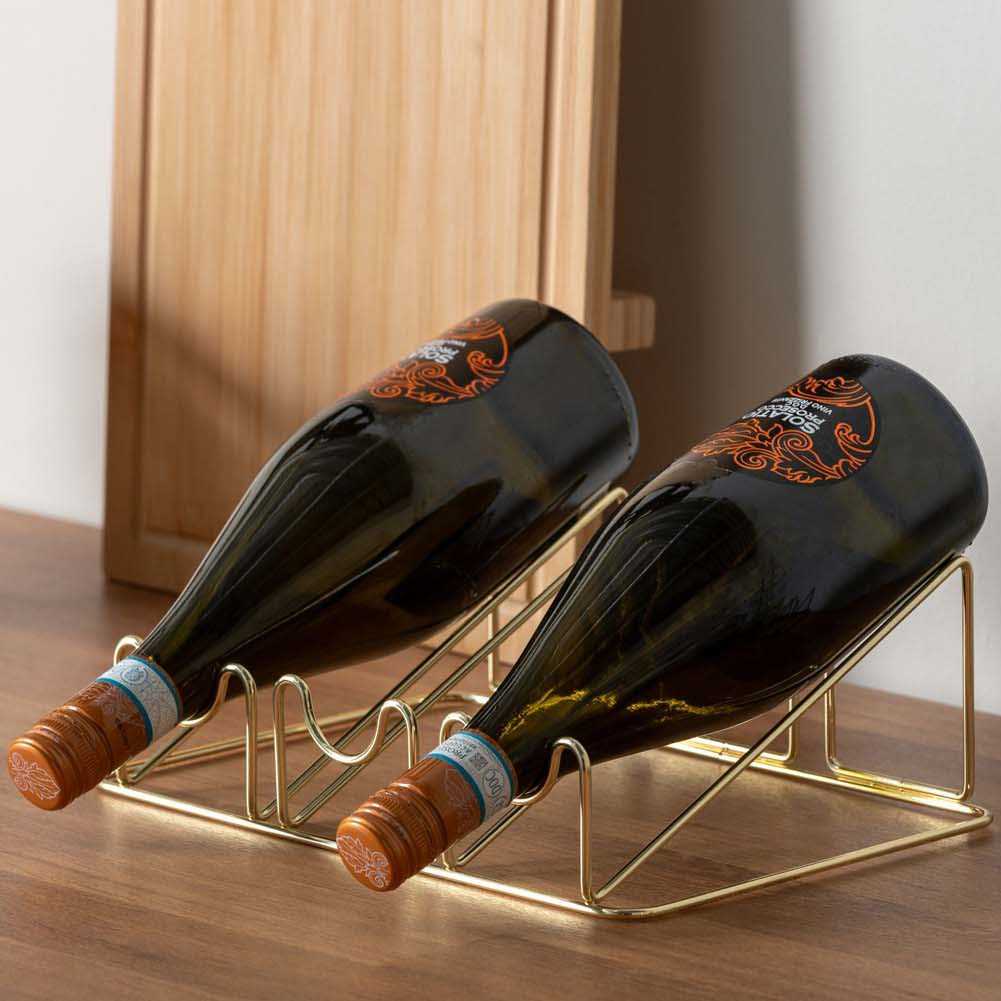 Support à bouteilles en métal wired (doré)