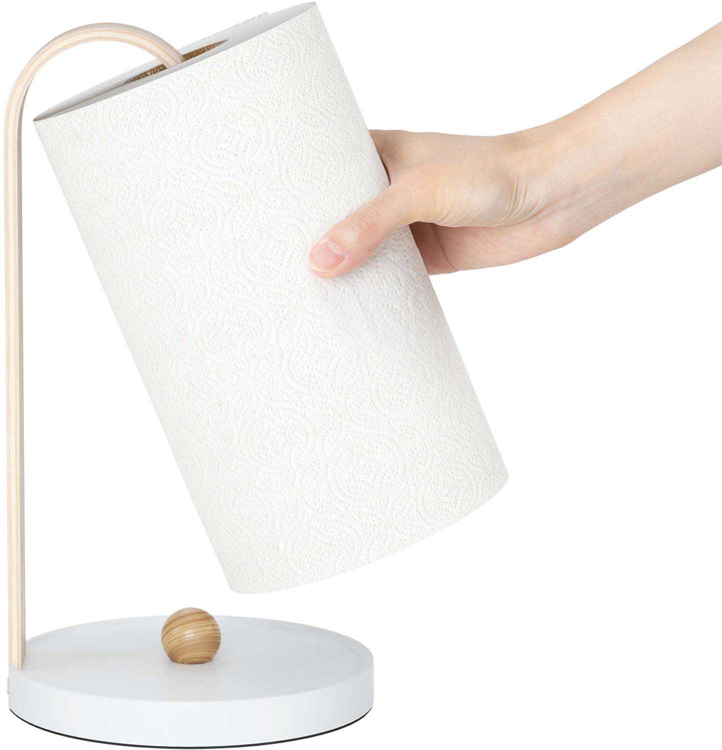 Support essuie-tout en bois et métal bellwood (blanc et naturel)