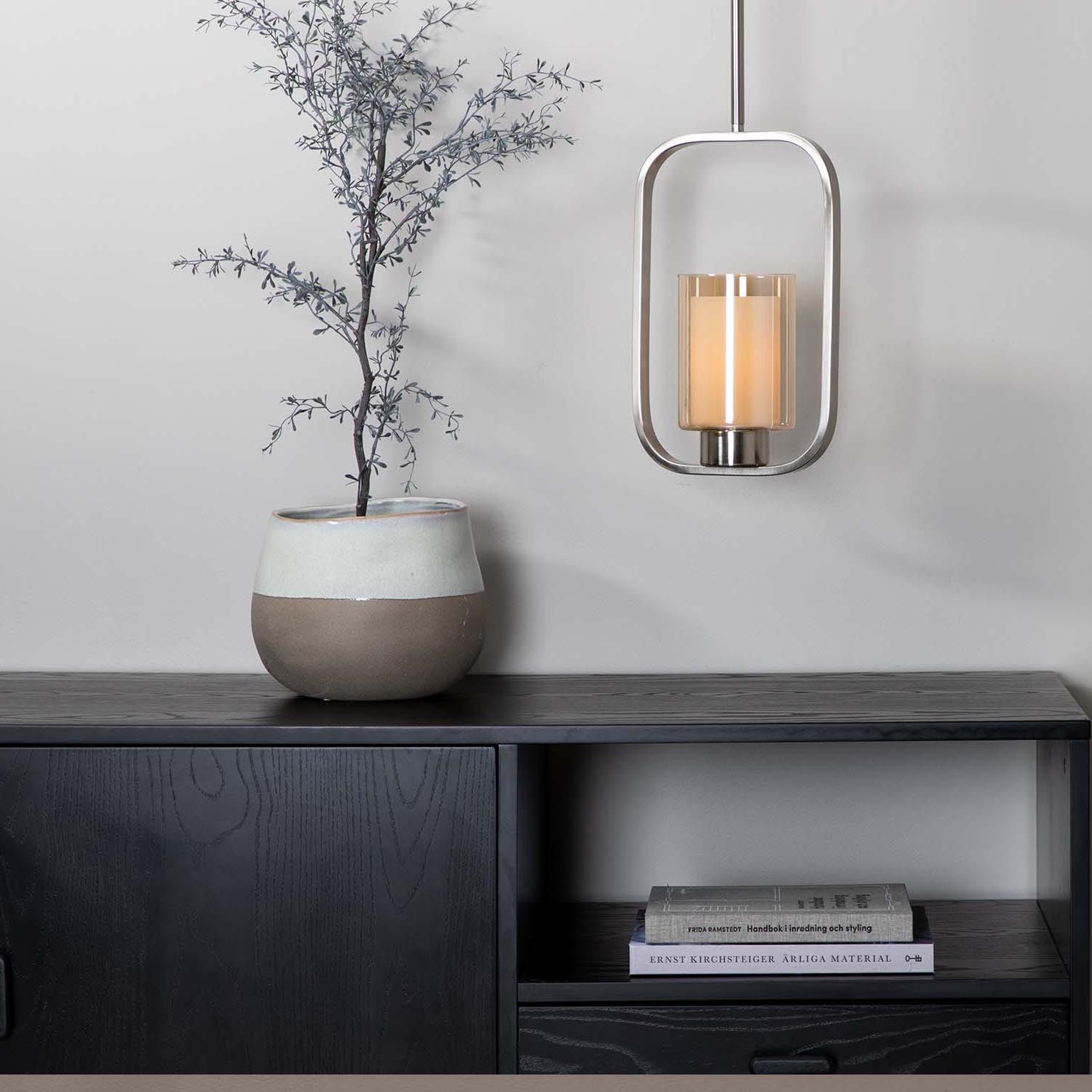 Suspension en acier et verre aludra 22 x 12 x 34 cm