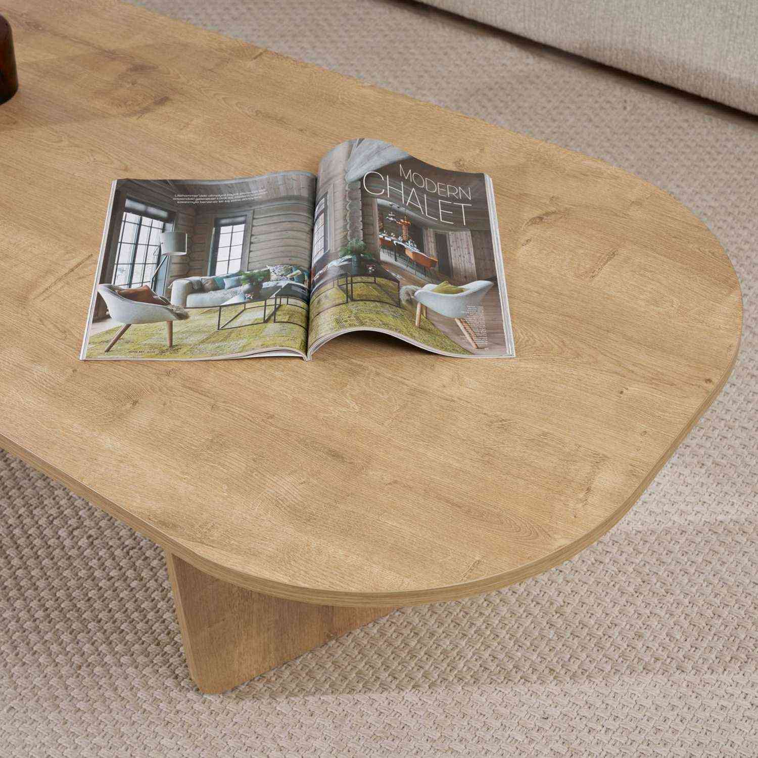 Table basse ovale en aggloméré ovalis (chêne)