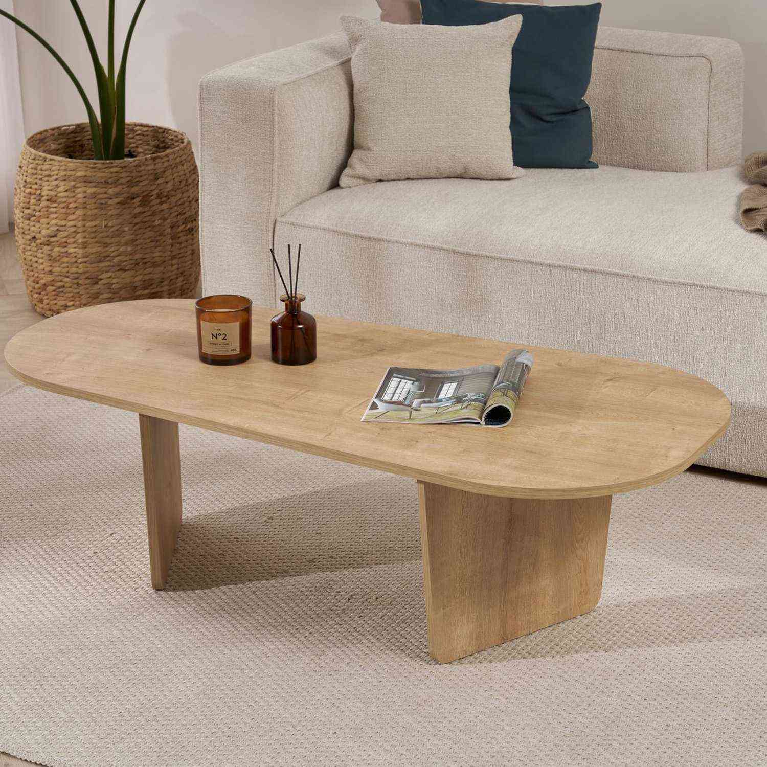 Table basse ovale en aggloméré ovalis (chêne)