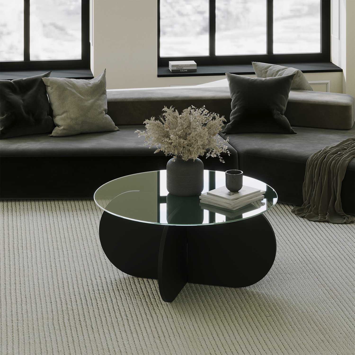 Table basse en verre bubble (noir)