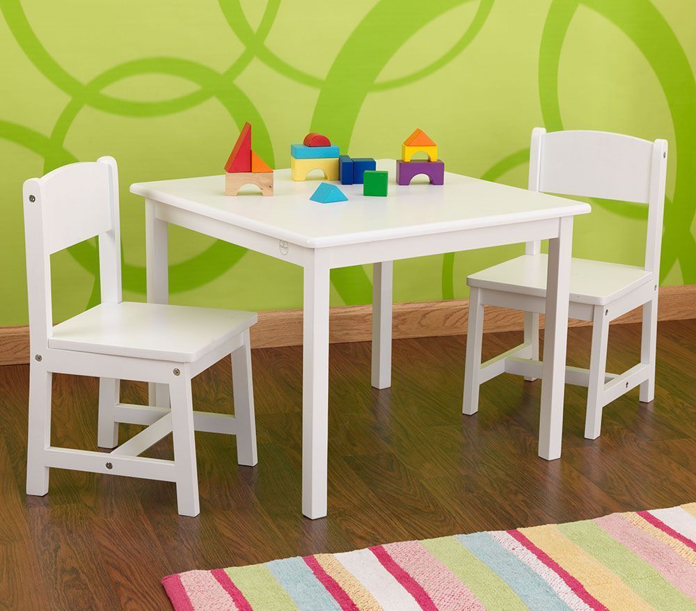 Table et chaises enfant en bois (blanc)