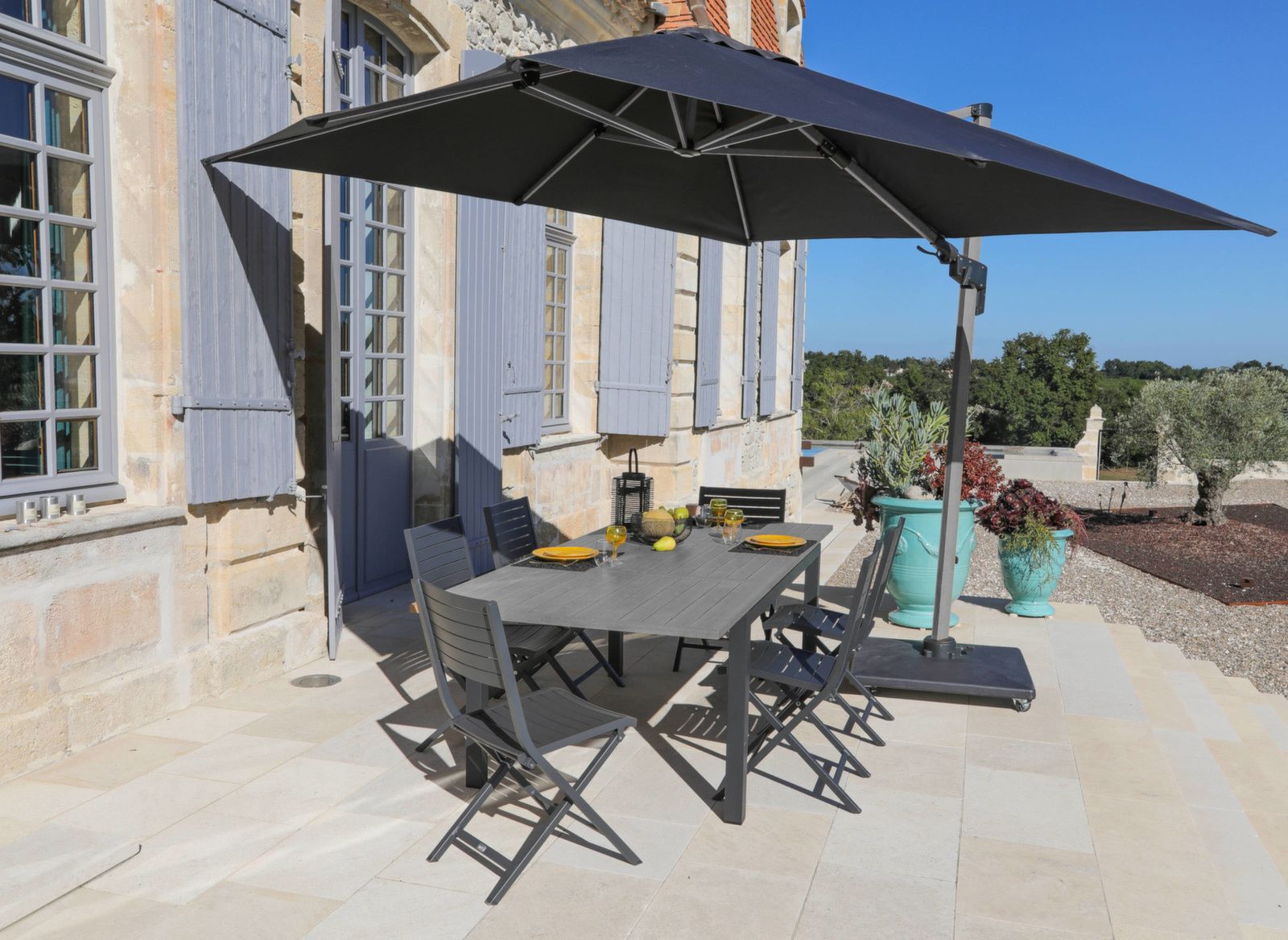 Table de jardin aluminium allonge centrale 130 à 180 cm come (plateau ...