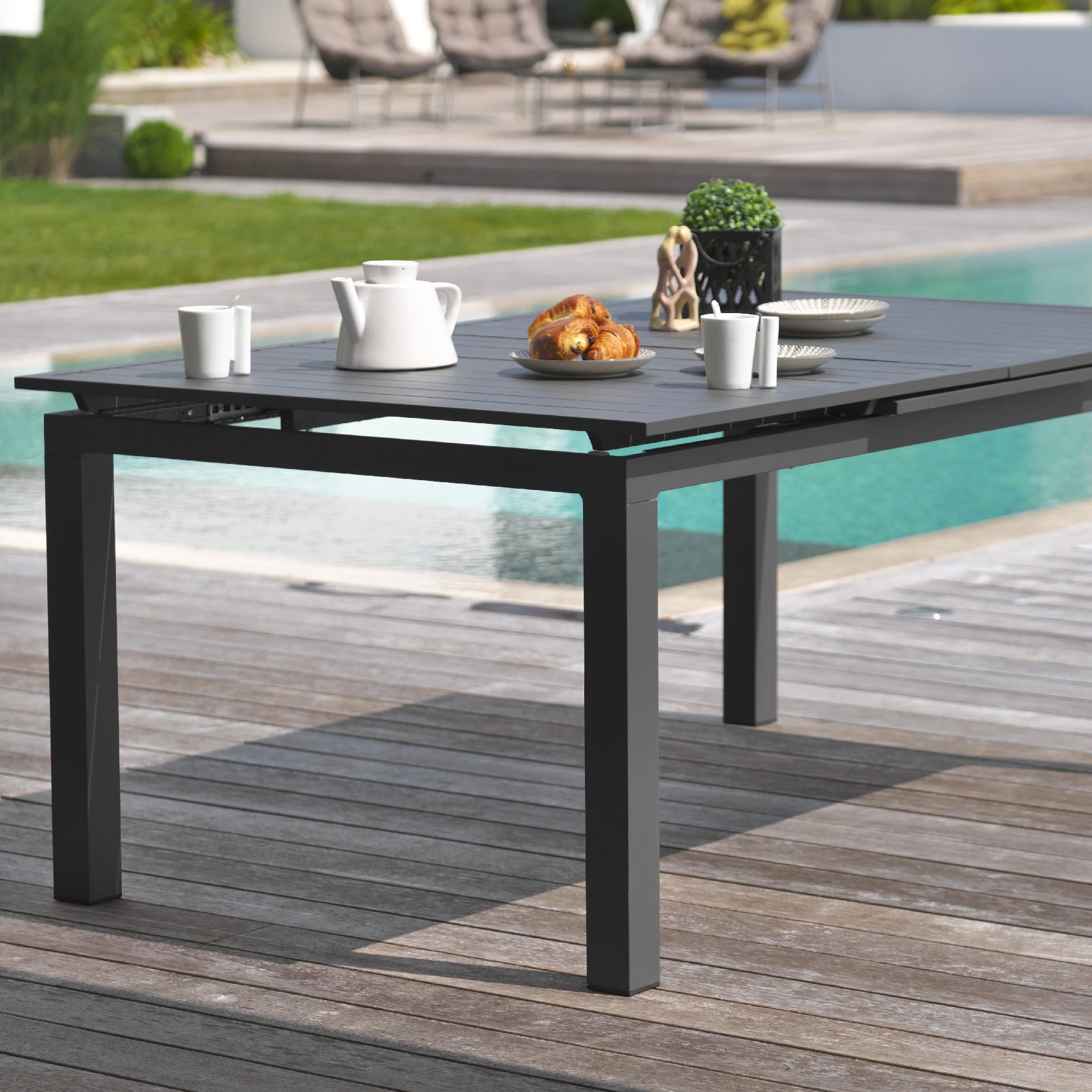 Table de jardin en aluminium avec rallonge automatique miami