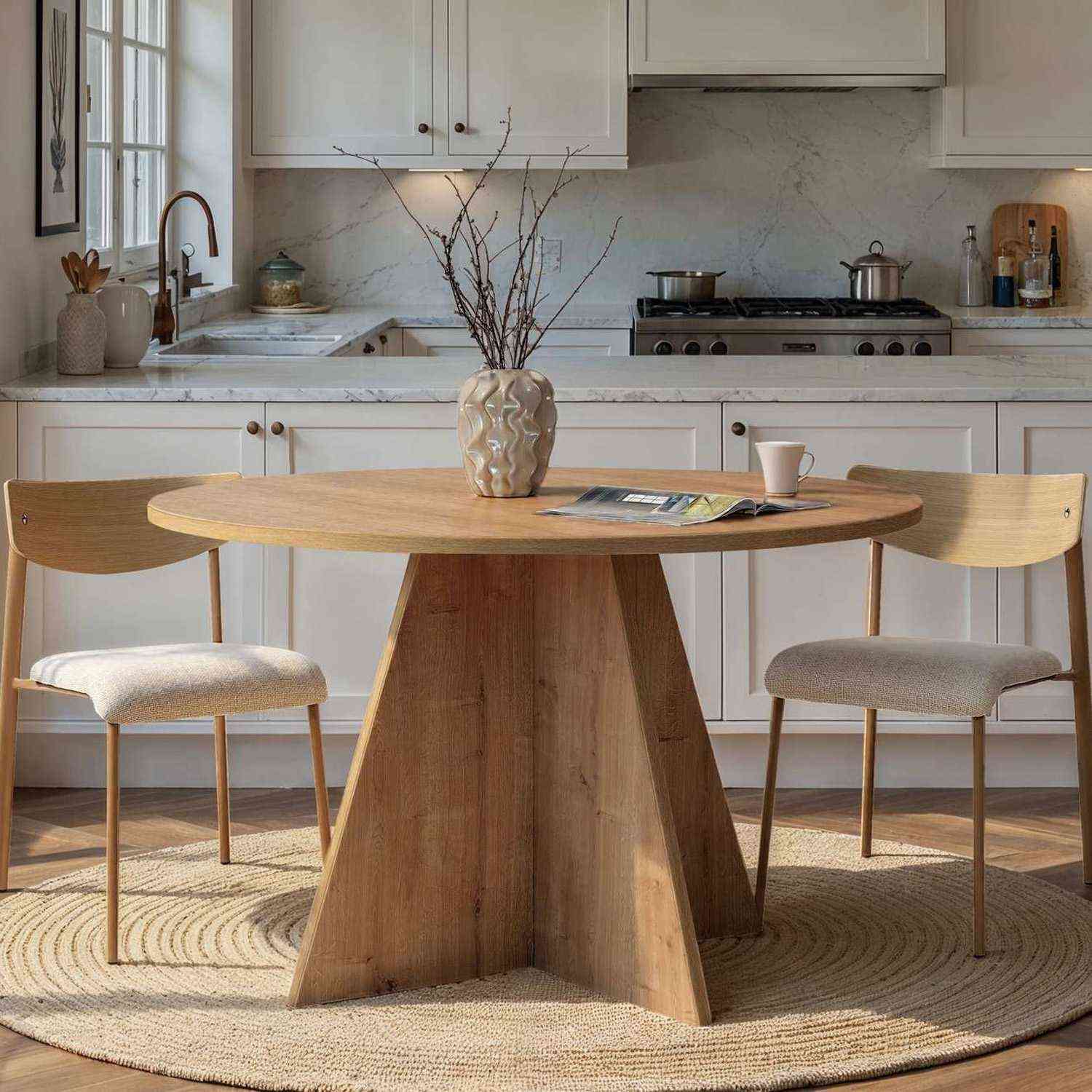 Table à manger ronde en aggloméré virella (chêne)