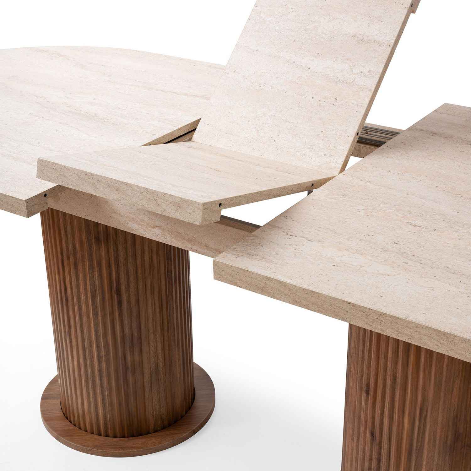 Table de repas extensible gusto (travertine et noyer)