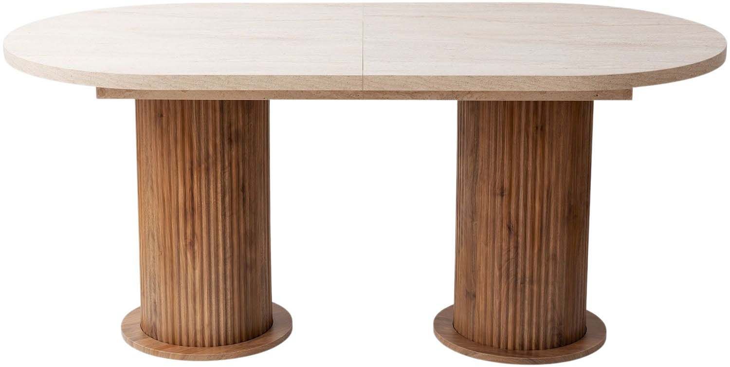 Table de repas extensible gusto (travertine et noyer)