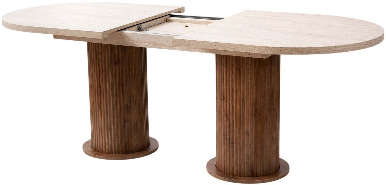 Table de repas extensible gusto (travertine et noyer)