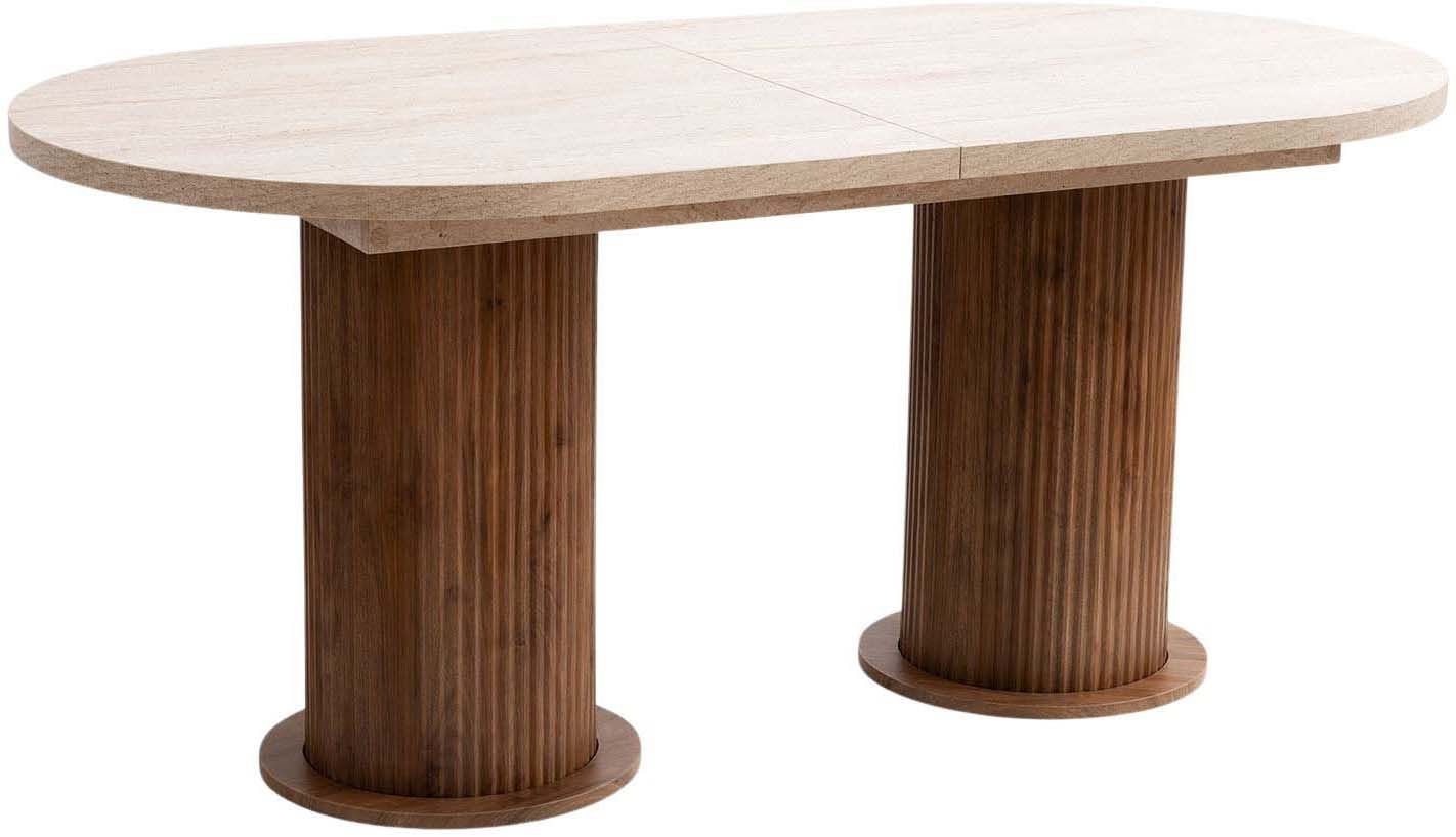 Table de repas extensible gusto (travertine et noyer)