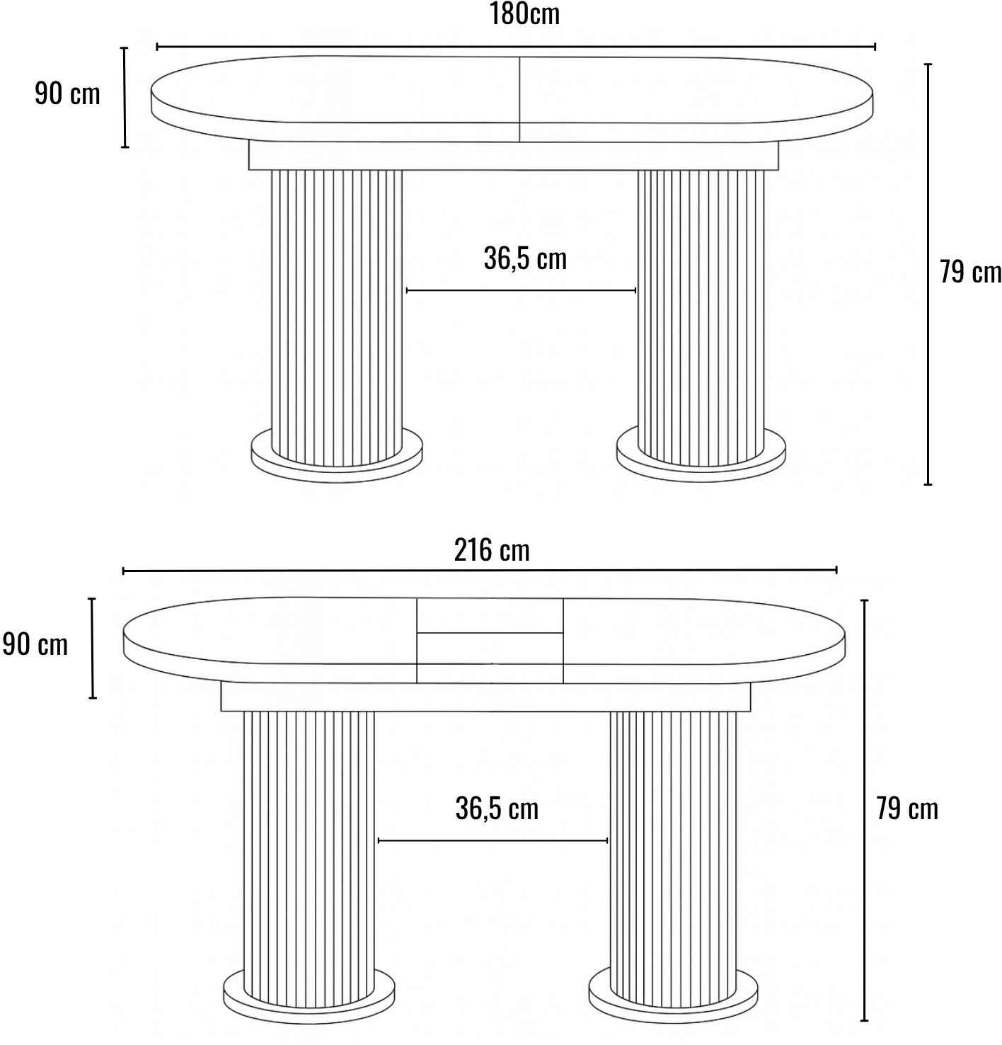 Table de repas extensible gusto (travertine et noyer)