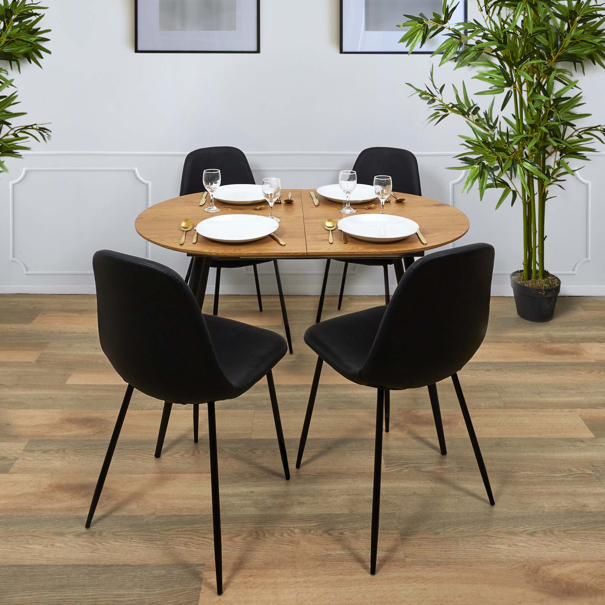 Table repas extensible en métal et bois 4 à 6 personnes