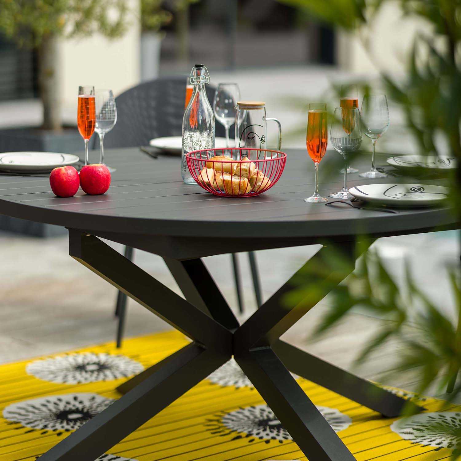 Table ronde extensible 8 à 10 personnes en aluminium palma