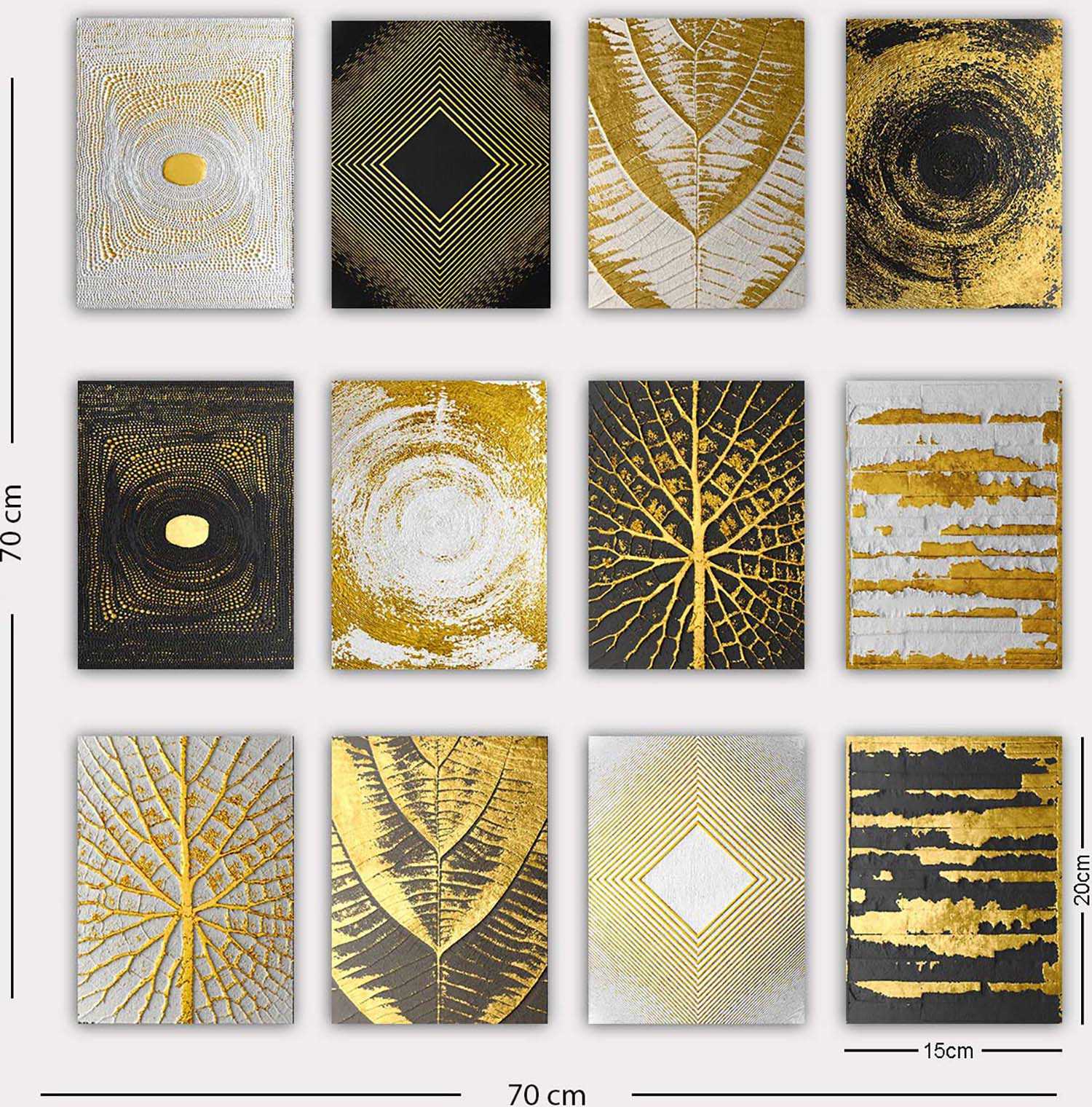 Tableau gold 12 pièces 70 x 70 cm