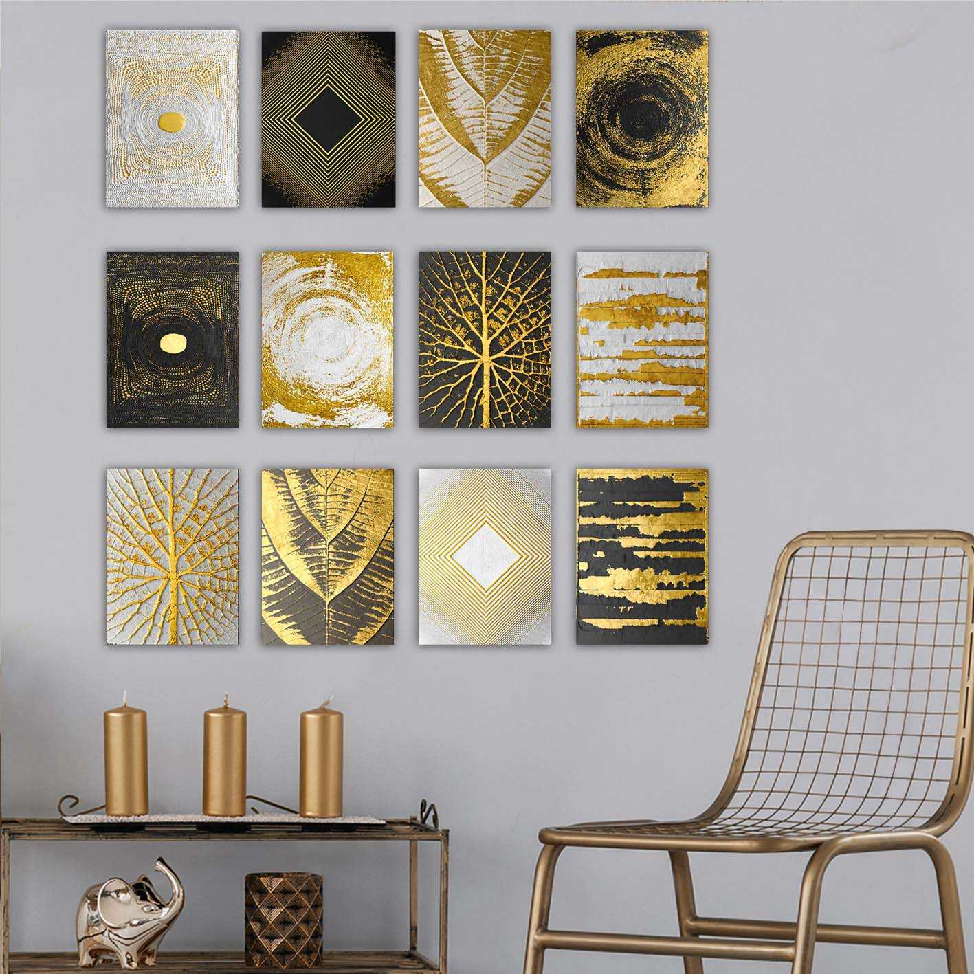 Tableau gold 12 pièces 70 x 70 cm