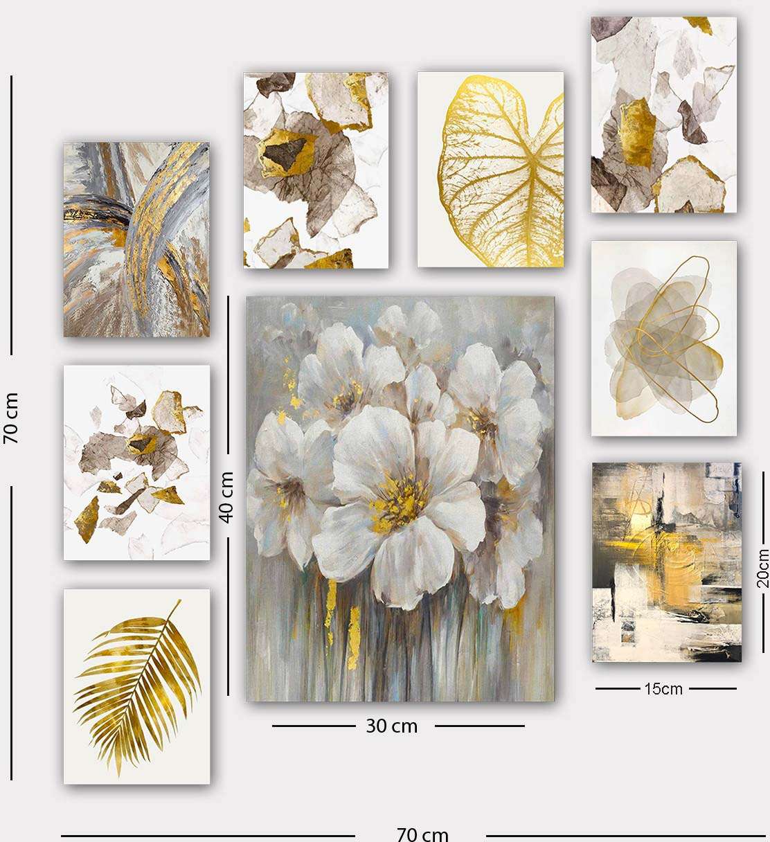 Tableau 9 parties flowers 70 x 70 cm