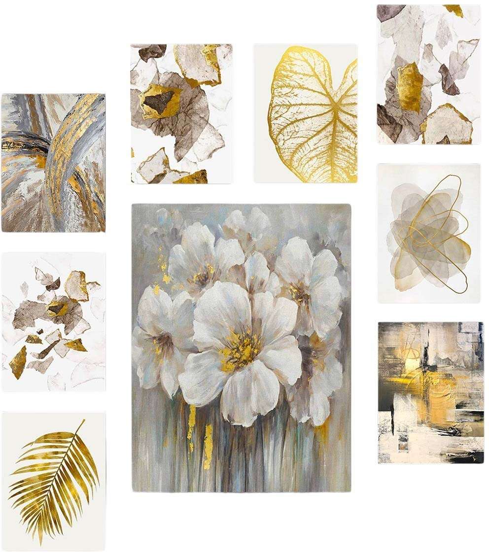 Tableau 9 parties flowers 70 x 70 cm