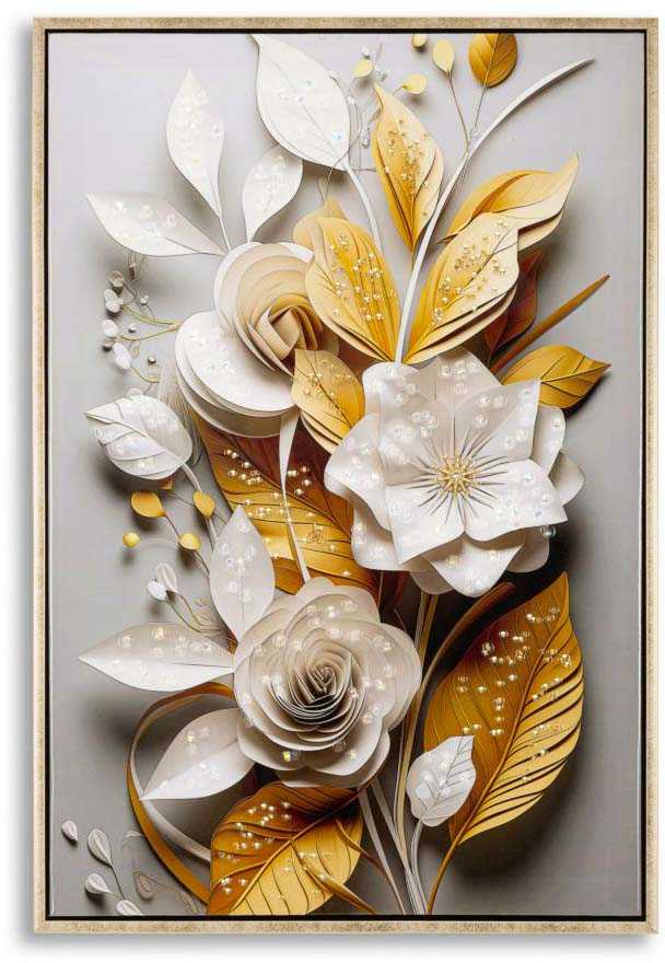 Tableau en toile et métal flora 42 x 3.5 x 62 cm