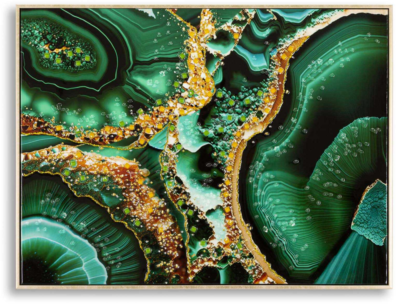 Tableau en toile et métal smeraldy 82 x 4 x 62 cm (modèle 2)