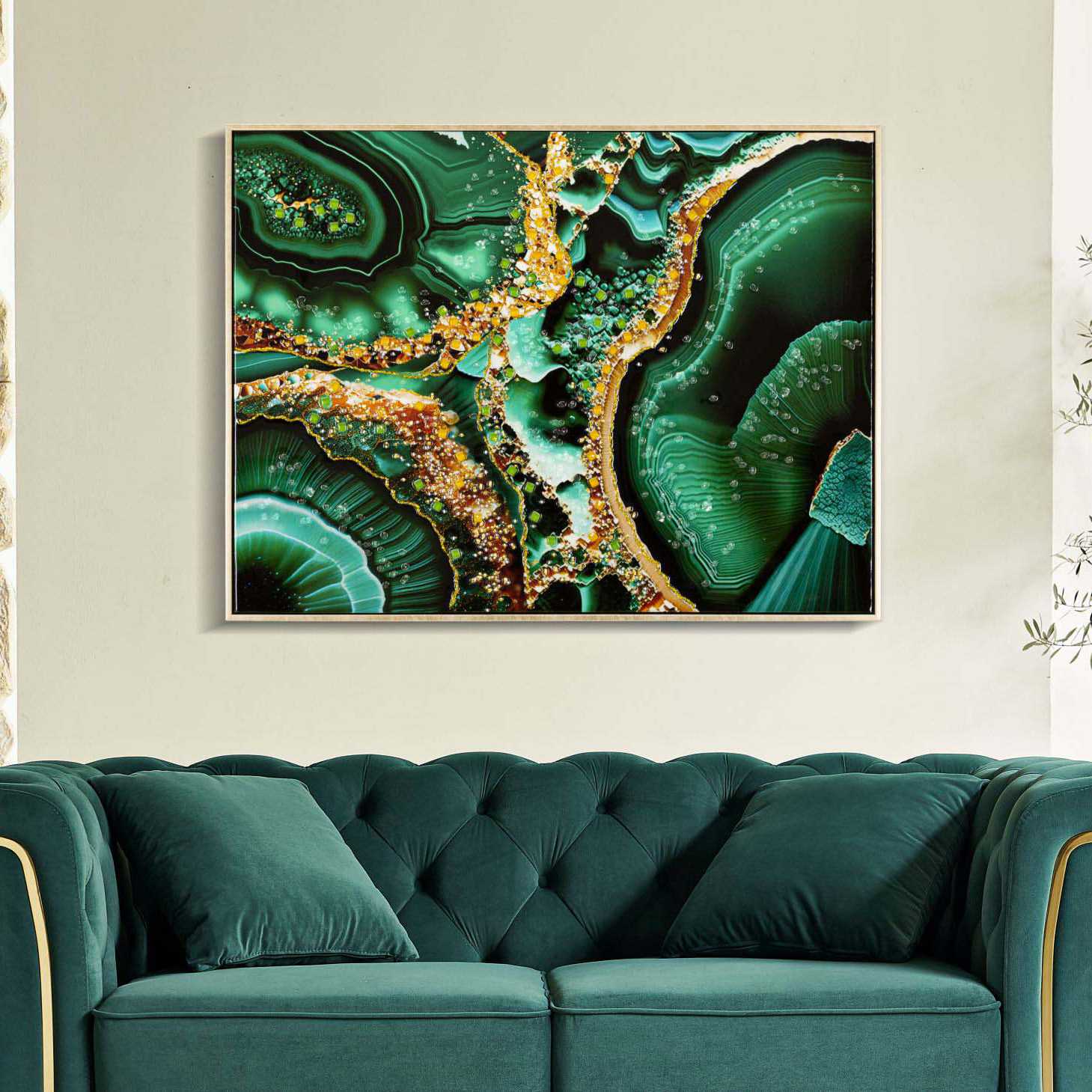 Tableau en toile et métal smeraldy 82 x 4 x 62 cm (modèle 2)