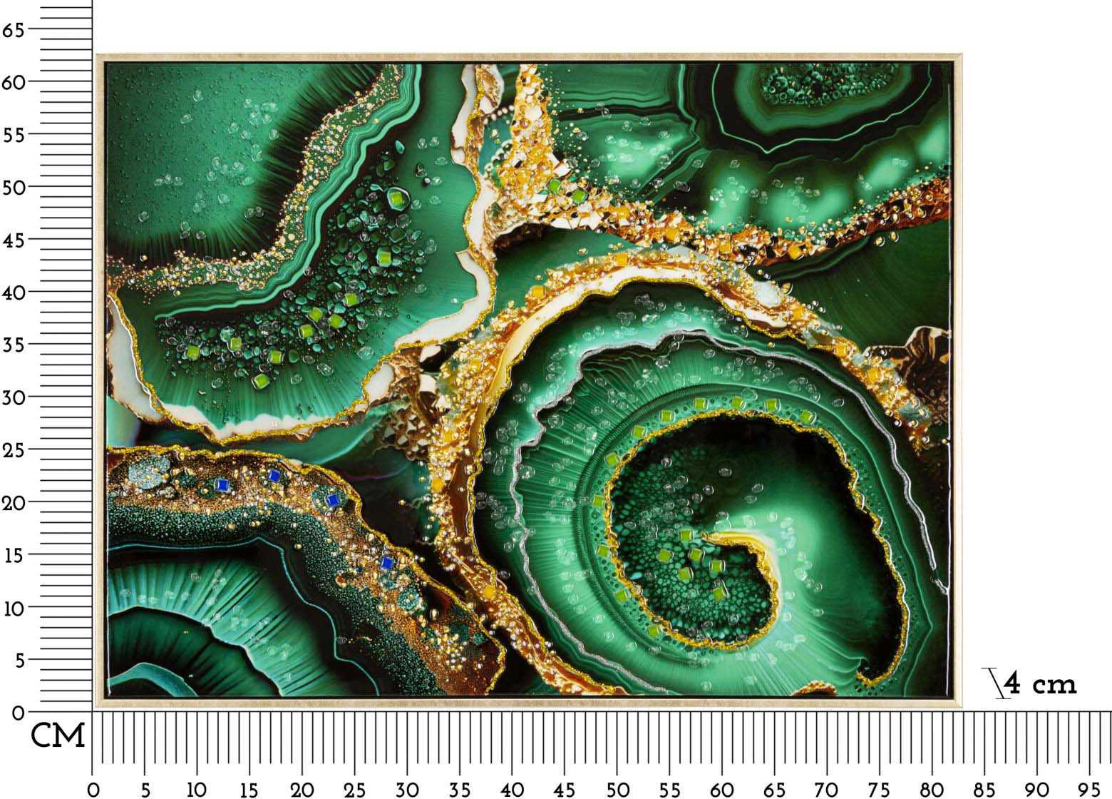 Tableau en toile et métal smeraldy 82 x 4 x 62 cm (modèle 1)