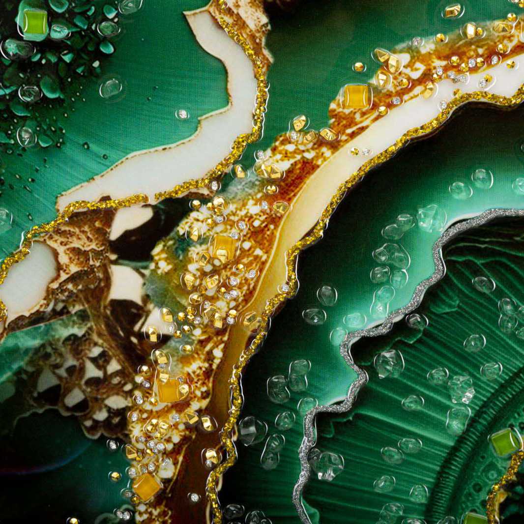 Tableau en toile et métal smeraldy 82 x 4 x 62 cm (modèle 1)