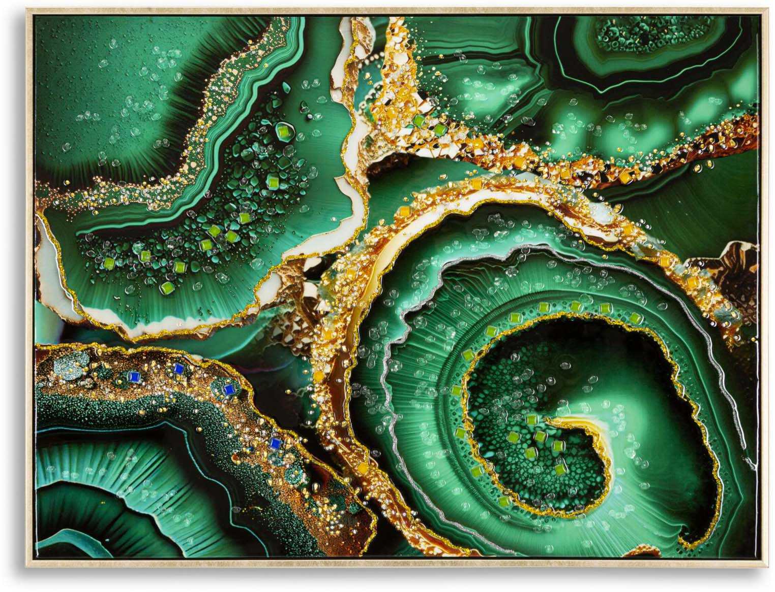 Tableau en toile et métal smeraldy 82 x 4 x 62 cm (modèle 1)