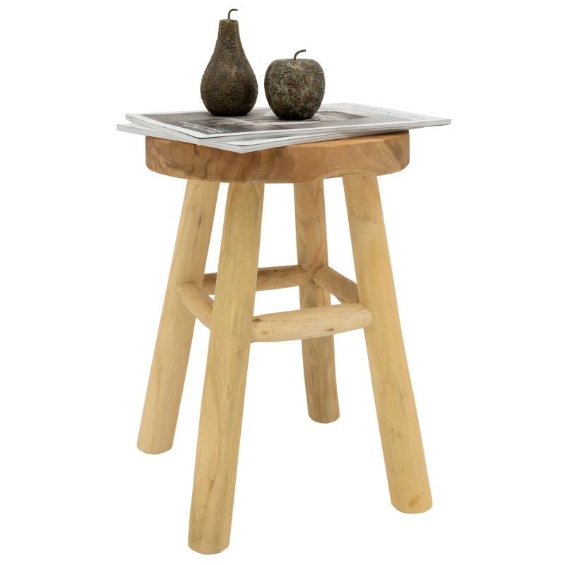 Tabouret bas rond en teck massif arden
