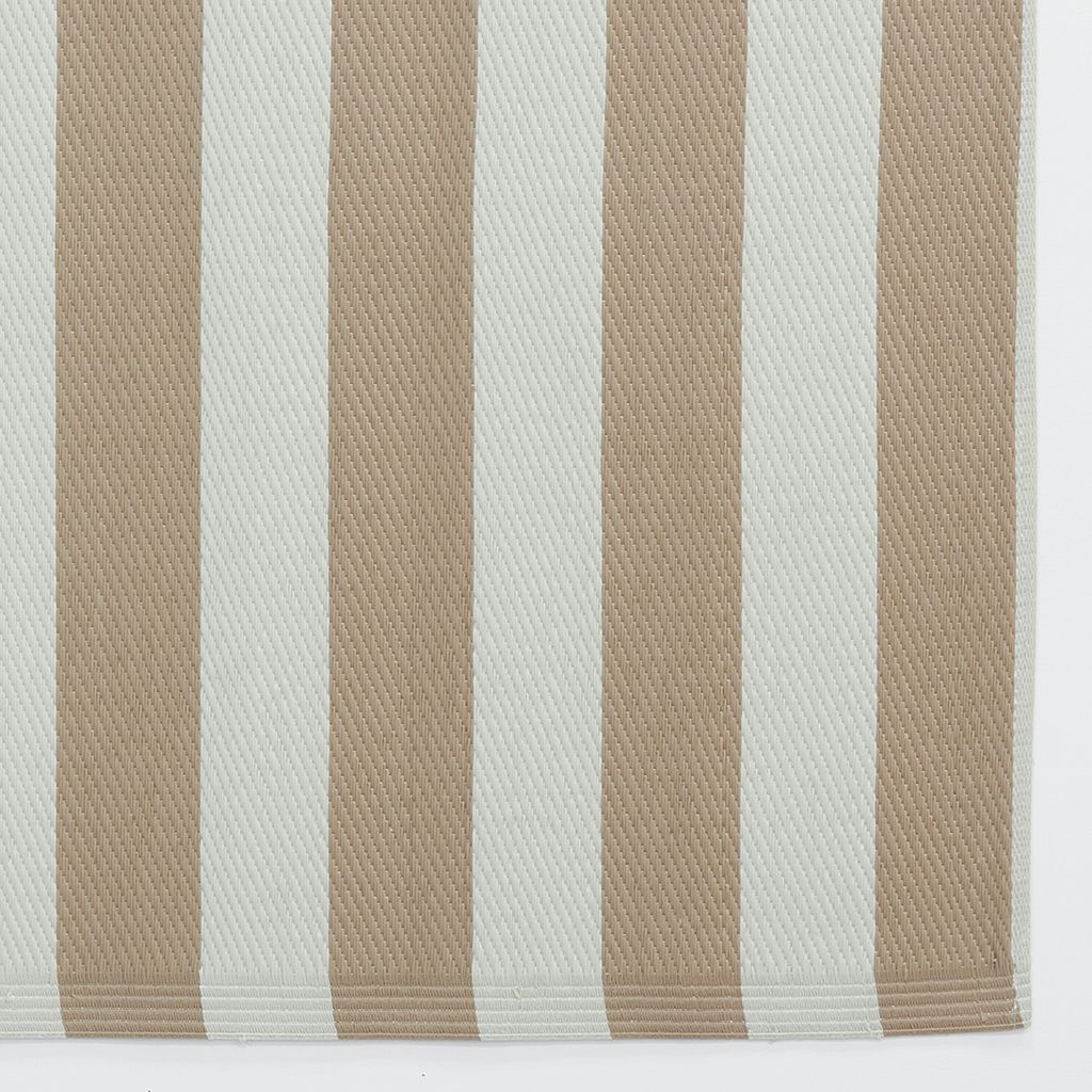Tapis d'extérieur beige à rayures en polypropylène - AUBRY GASPARD