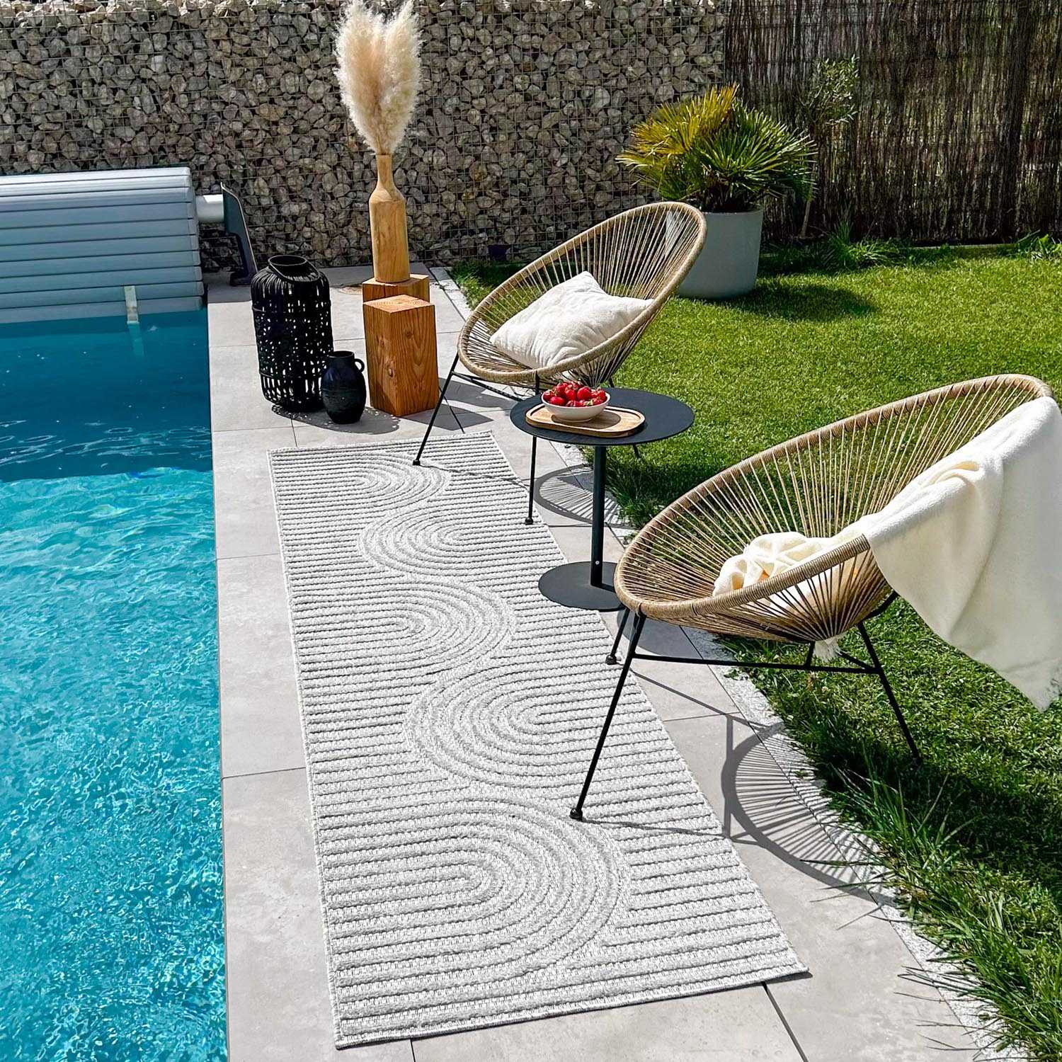 Tapis intérieur extérieur en polypropylène fira 986 gris (150 x 80 cm)