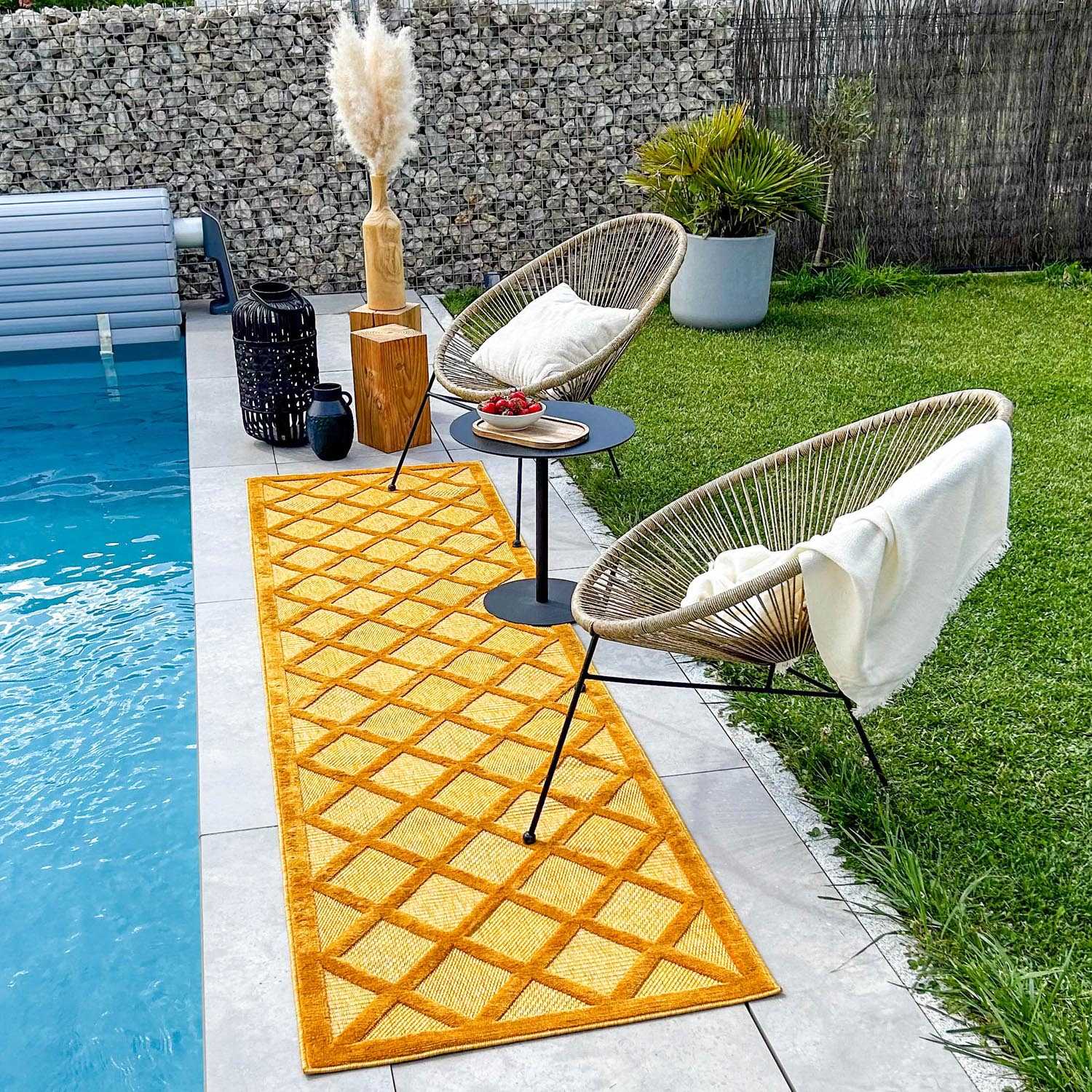 Tapis intérieur extérieur en polypropylène fira 991 jaune (300 x 80 cm)
