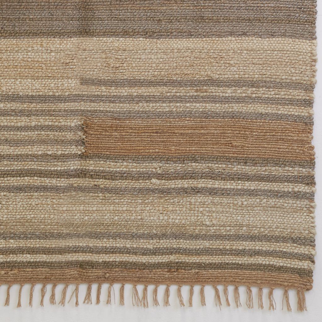 Grand tapis tissé en jute et coton naturel et noir Ethnique 160 x 230 cm - AUBRY GASPARD