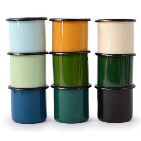 Tasses en émail coloré classic (lot de 3) (vert foncé)
